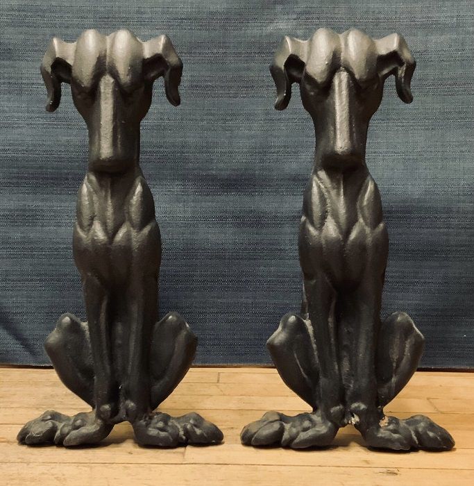 Cast Iron Hound Dog Andirons