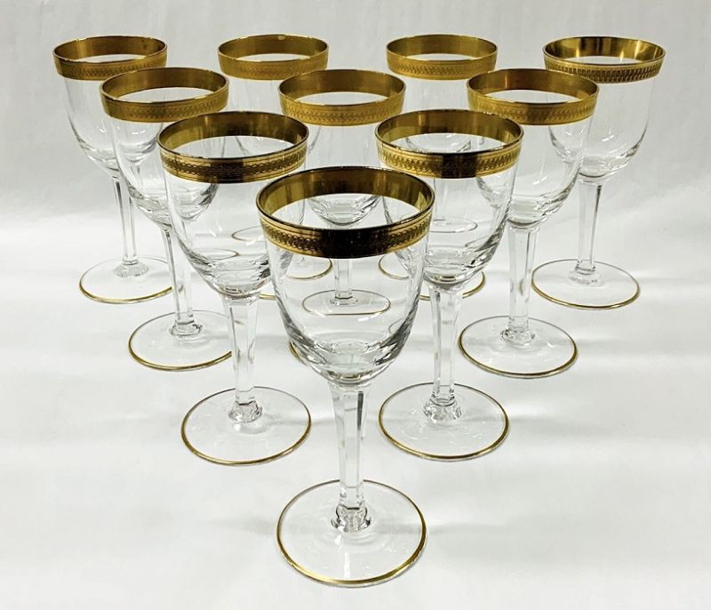 Vintage Acid Etched Gold Rimmed Wine Glasses | Cynthia Findlay Fine ...