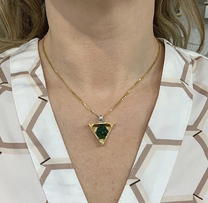 Vintage Emerald and Diamond Triangle Pendant | Cynthia Findlay Fine ...