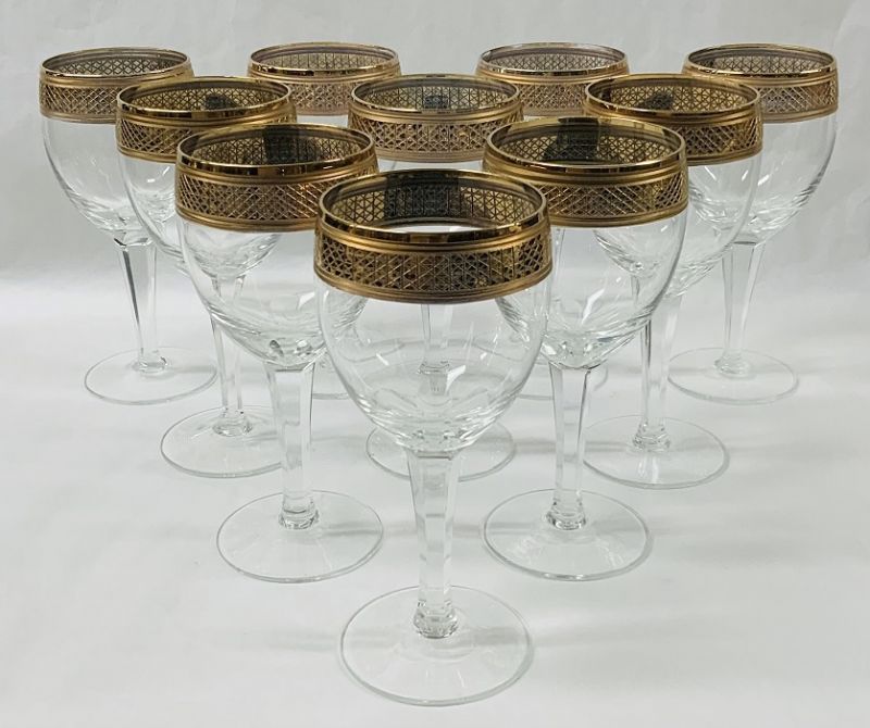 Vintage Gold Etched Wine And Sherry Glasses | Cynthia Findlay Fine ...