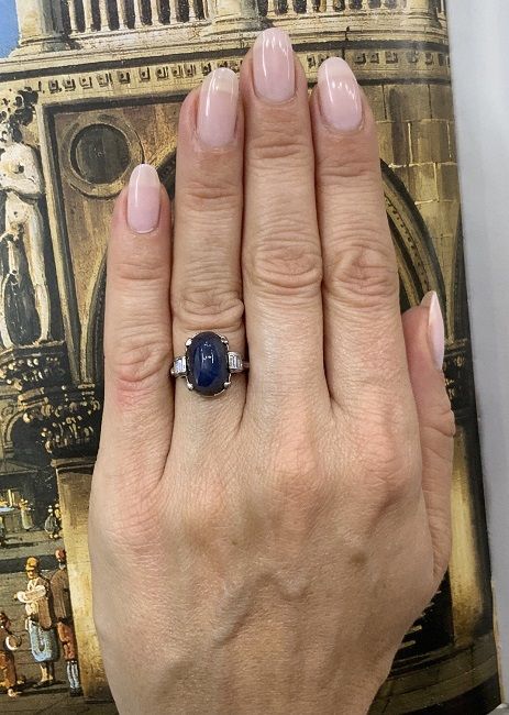 Art Deco Star Sapphire and Diamond Ring