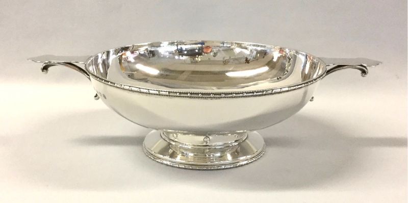 English Art Deco Sterling Silver Quaich Cup/Trophy of Monumental Size ...