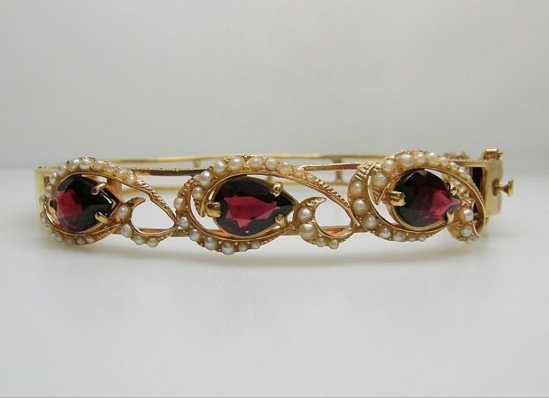 Garnet and Pearl Bracelet