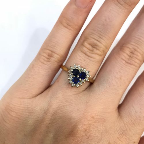 Modern 3 Sapphire and Diamond Ring