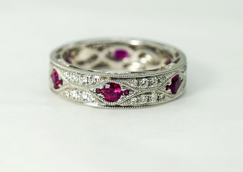 Modern Ruby and Diamond Eternity Band