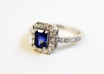 Modern Sapphire and Diamond Ring