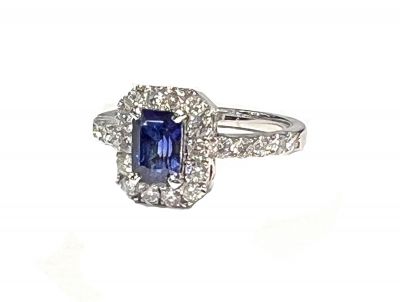 Modern Sapphire and Diamond Ring