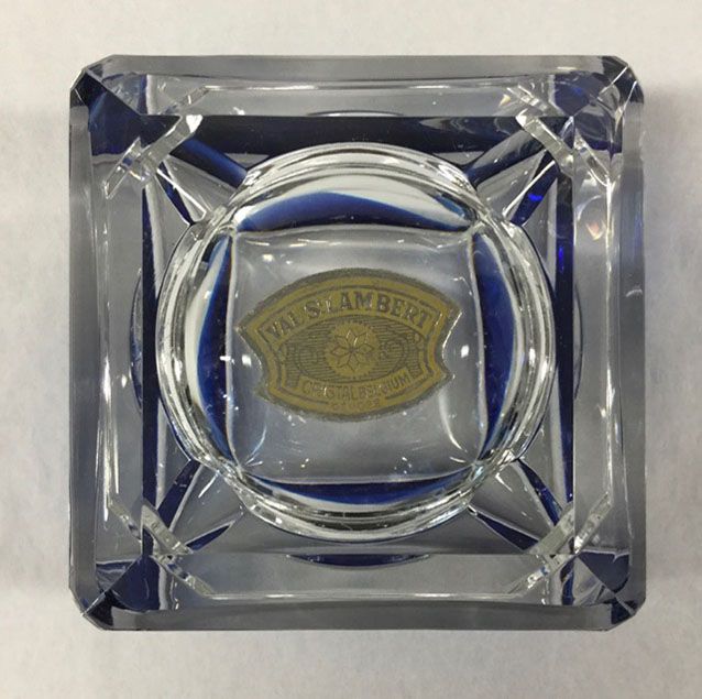 Vintage Val St. Lambert Blue and Clear Crystal Cigarette Box/Ashtray ...