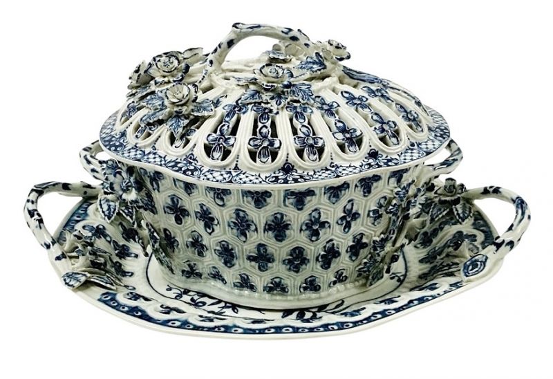 1st Period Worcester / Dr. Wall Period Chestnut Basket & Stand circa ...