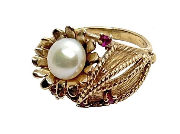 Vintage Cultured Pearl and Ruby Ring | Cynthia Findlay Fine Jewellery ...