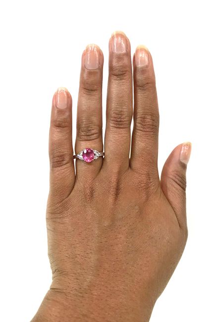 Vintage 2.18ct Pink Padparadscha Sapphire and Diamond 18kt Ring ...