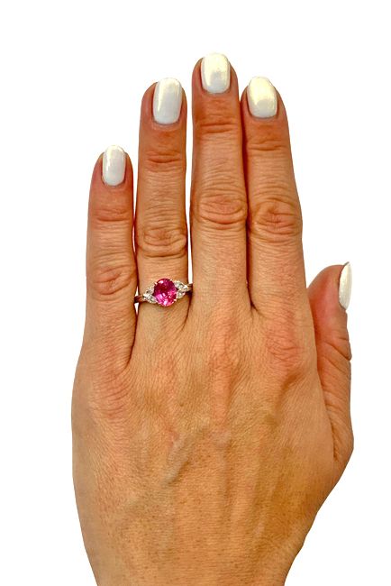 Vintage 2.18ct Pink Padparadscha Sapphire and Diamond 18kt Ring ...