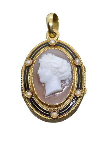 Vintage Shell Cameo and Pearl Locket Pendant | Cynthia Findlay Fine ...
