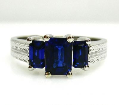 Modern 3 Sapphire Ring