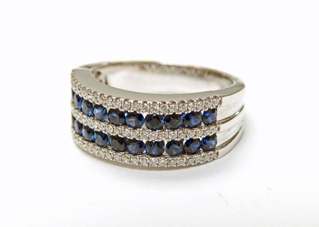 Modern Sapphire and Diamond Ring