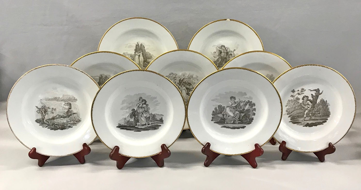 A set of 9 Spode bat-printed tea plates, circa 1810, #1922 | Cynthia ...