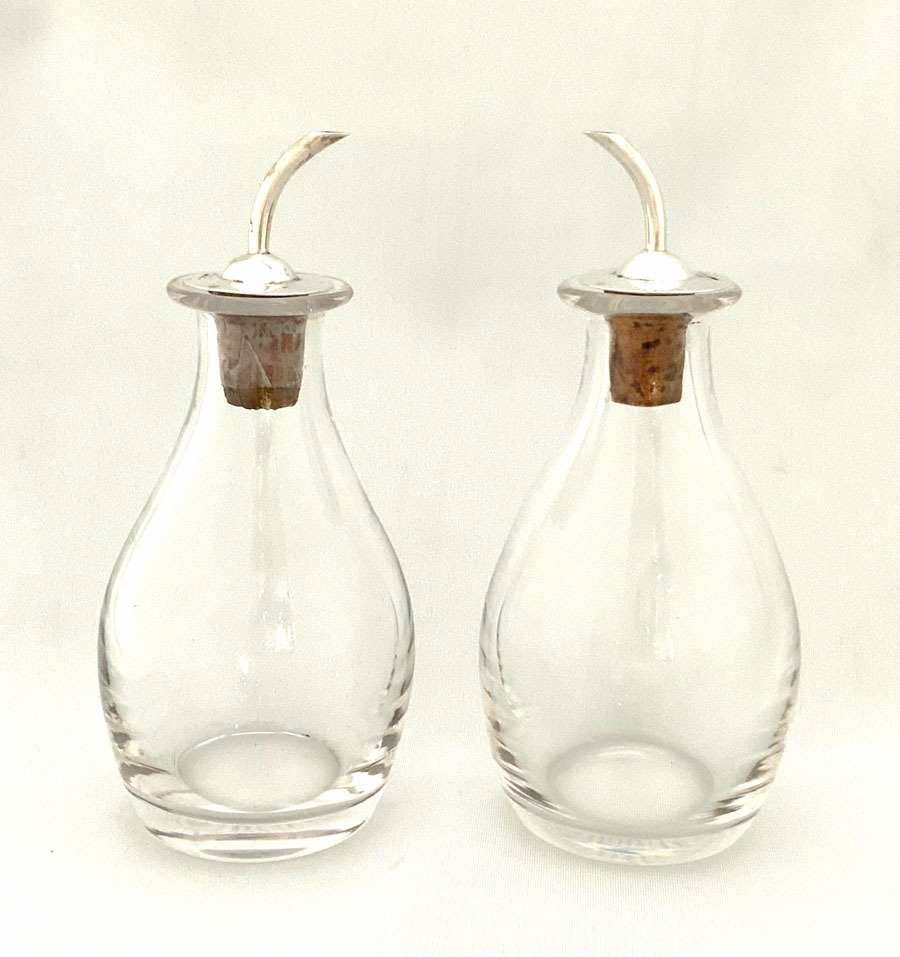 English Sterling Silver and Glass Angostura Bitters Bottles