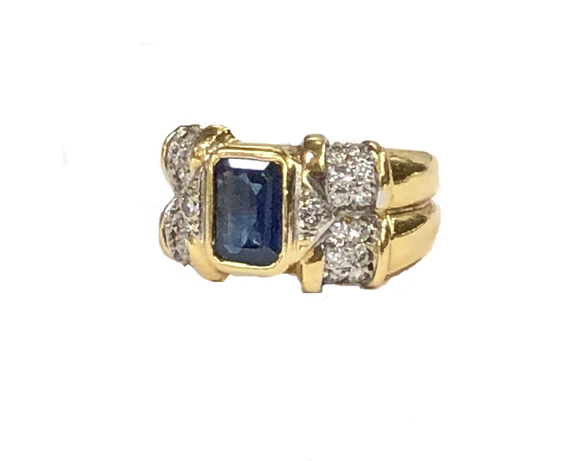 Modern Sapphire and Diamond Ring