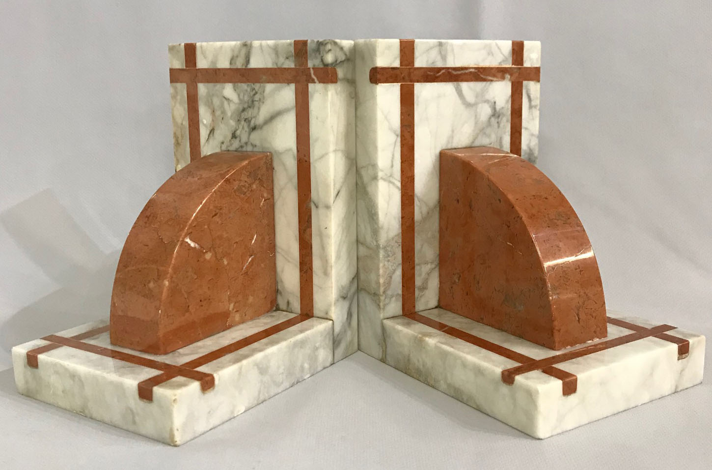 Stunning Art Deco Two Colour Marble Bookends