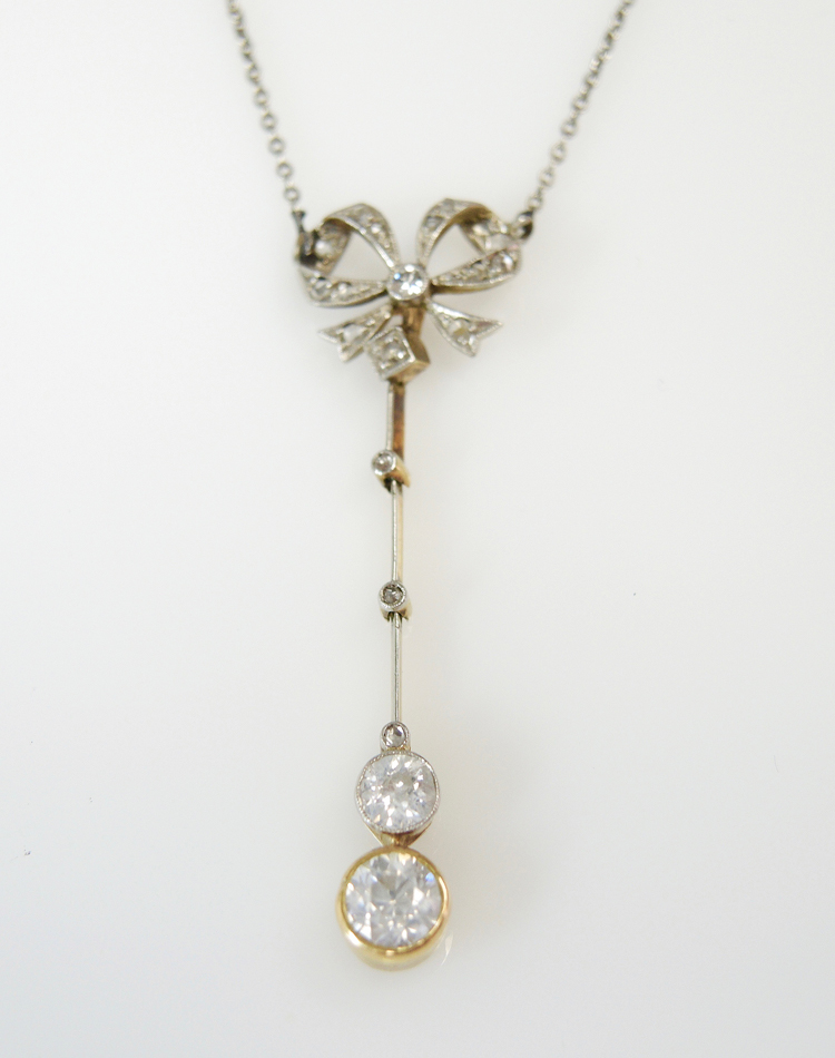 Victorian Diamond Bow Necklace