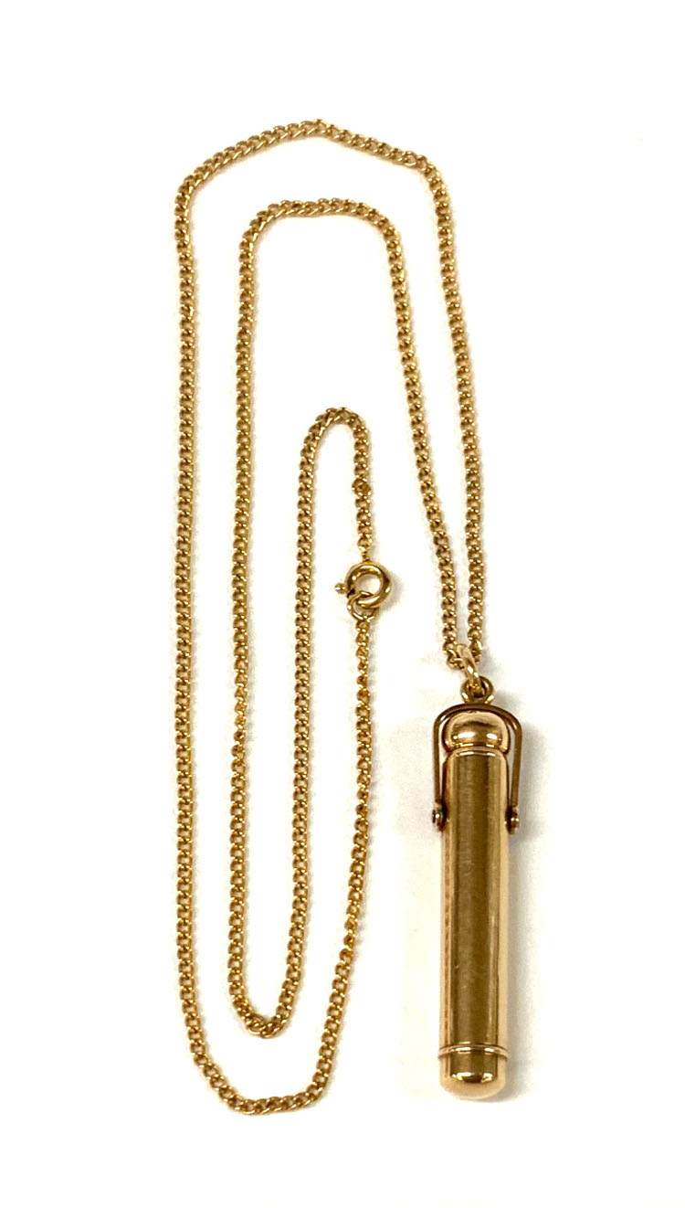 Vintage 14kt Yellow Gold Pencil, Pendant Case and Chain