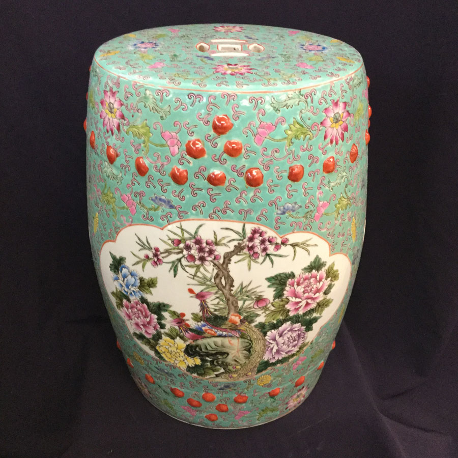 Vintage Chinese Barrel Shaped Ceramic Garden Stool / Side Table