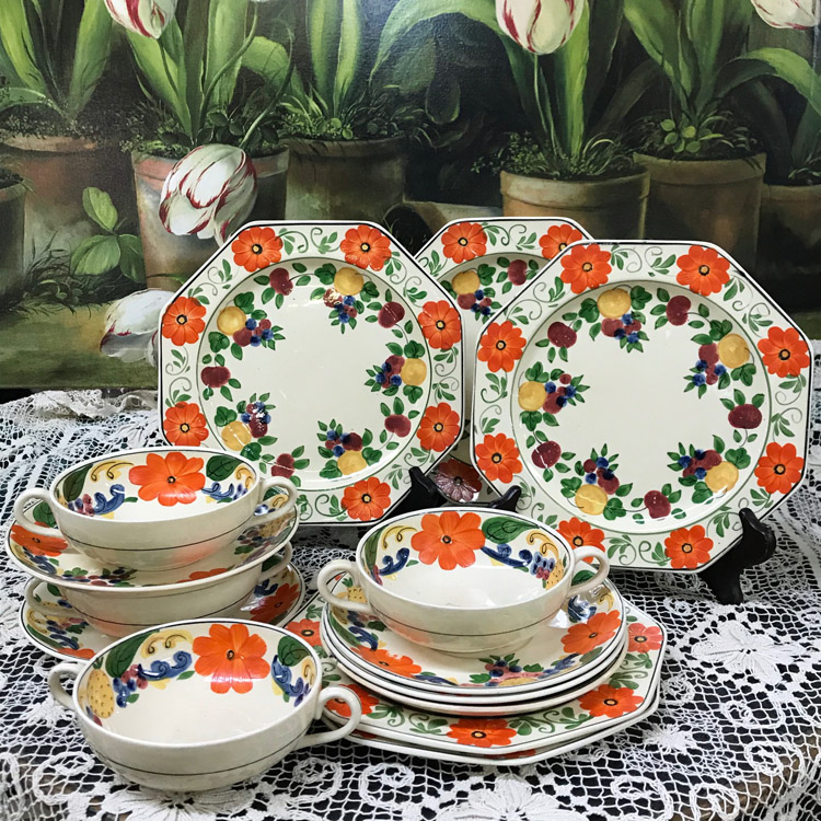 Adam’s Titian Ware Maytime Pattern Hand Painted Earthenware Octagonal ...