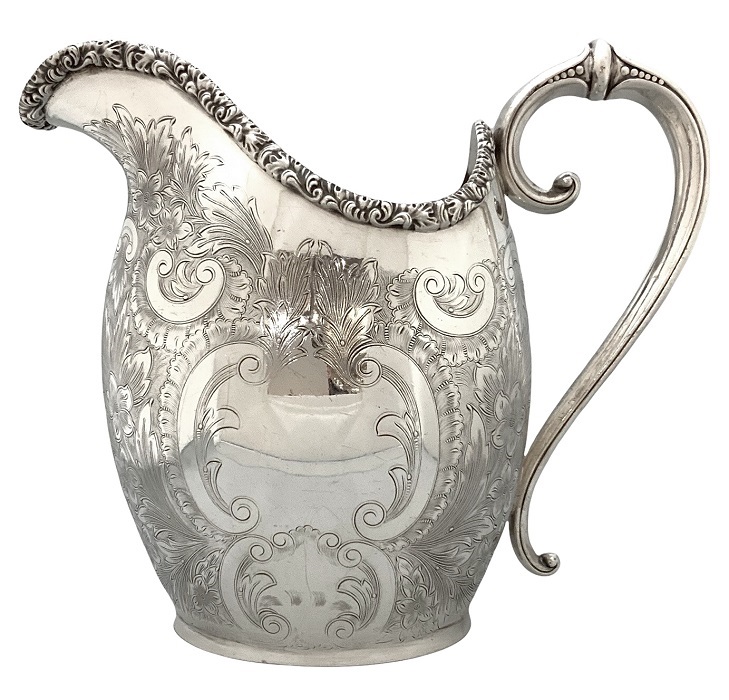 Beautifully Engraved Silver Plate Water Pitcher