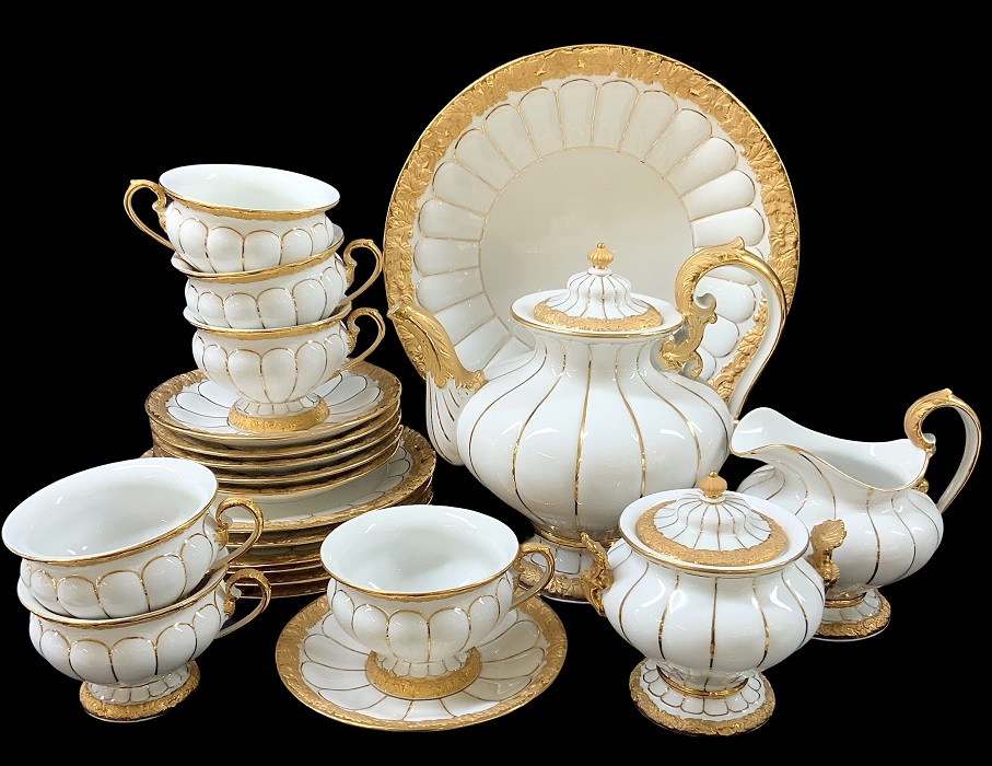 Opulent Meissen “Gold Leaf/Golden Baroque” Tea Set, Germany, 20th ...