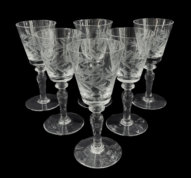 Vintage Cut And Frosted Crystal Sherry Glasses, circa 1960s | Cynthia ...